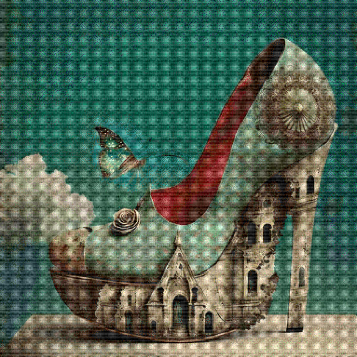 Surreal Skyline Stiletto Heel Cross Stitch Pattern – Craft Hatchery