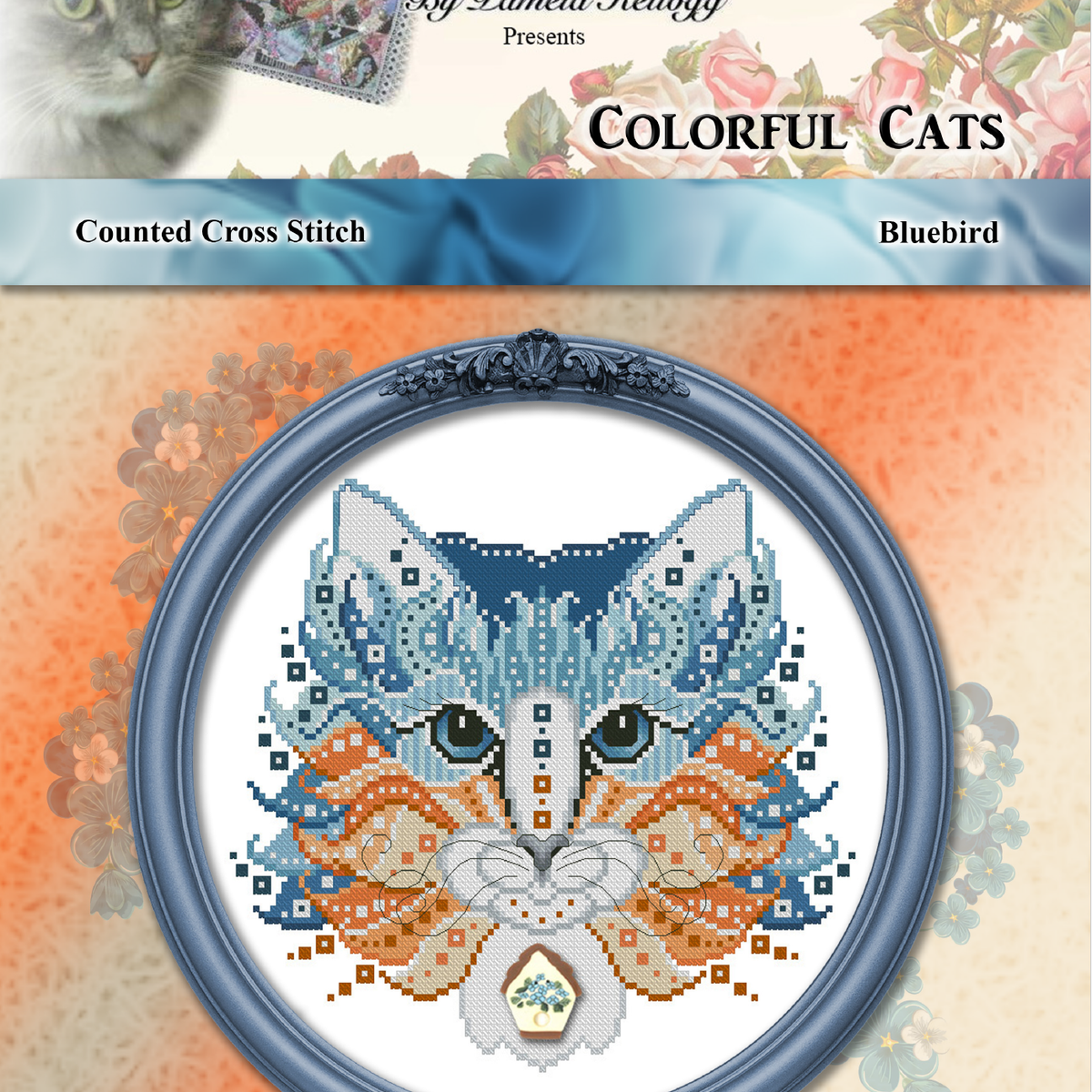 Colorful Cats Bluebird Cross Stitch Pattern – Craft Hatchery