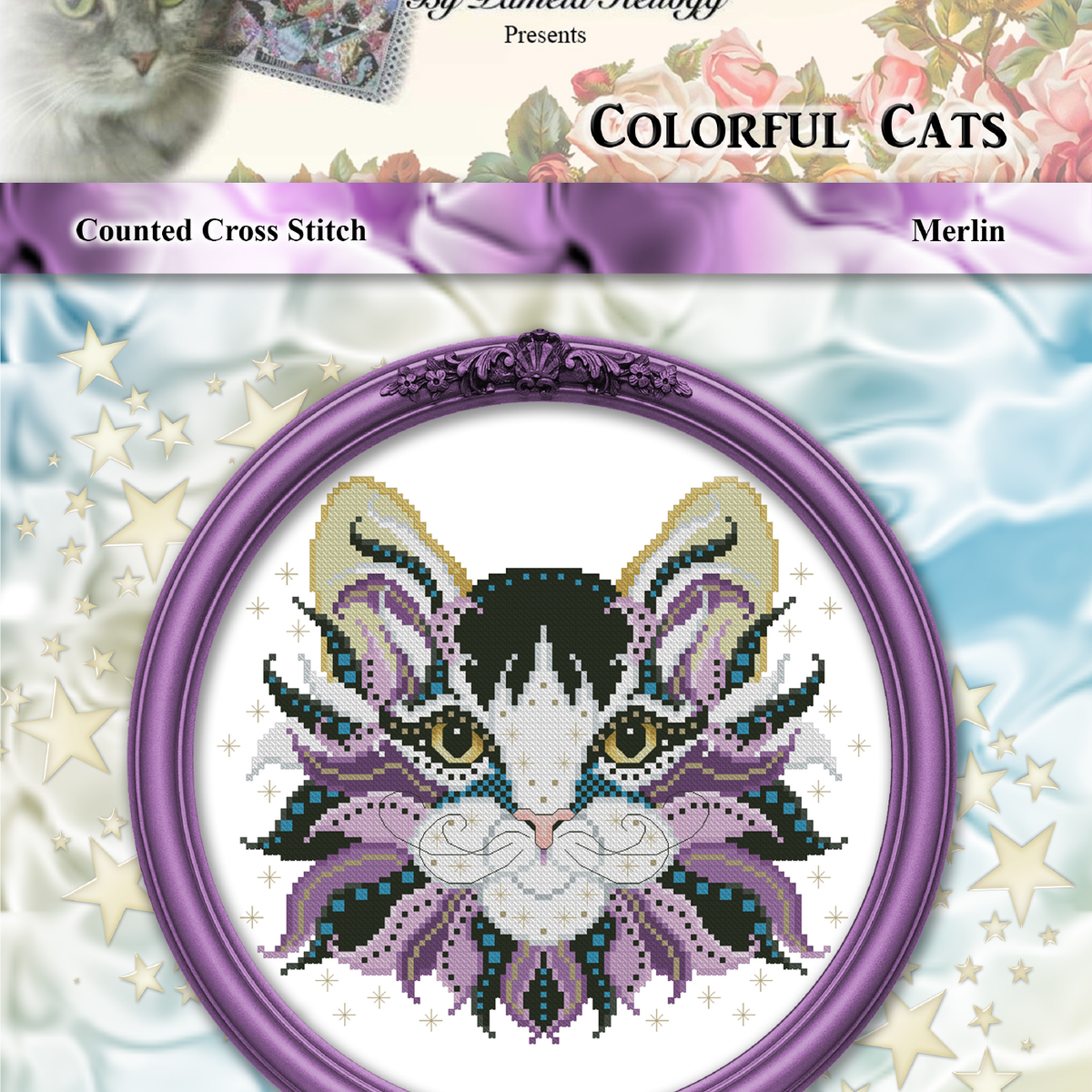 Colorful Cats Merlin Cross Stitch Pattern – Craft Hatchery