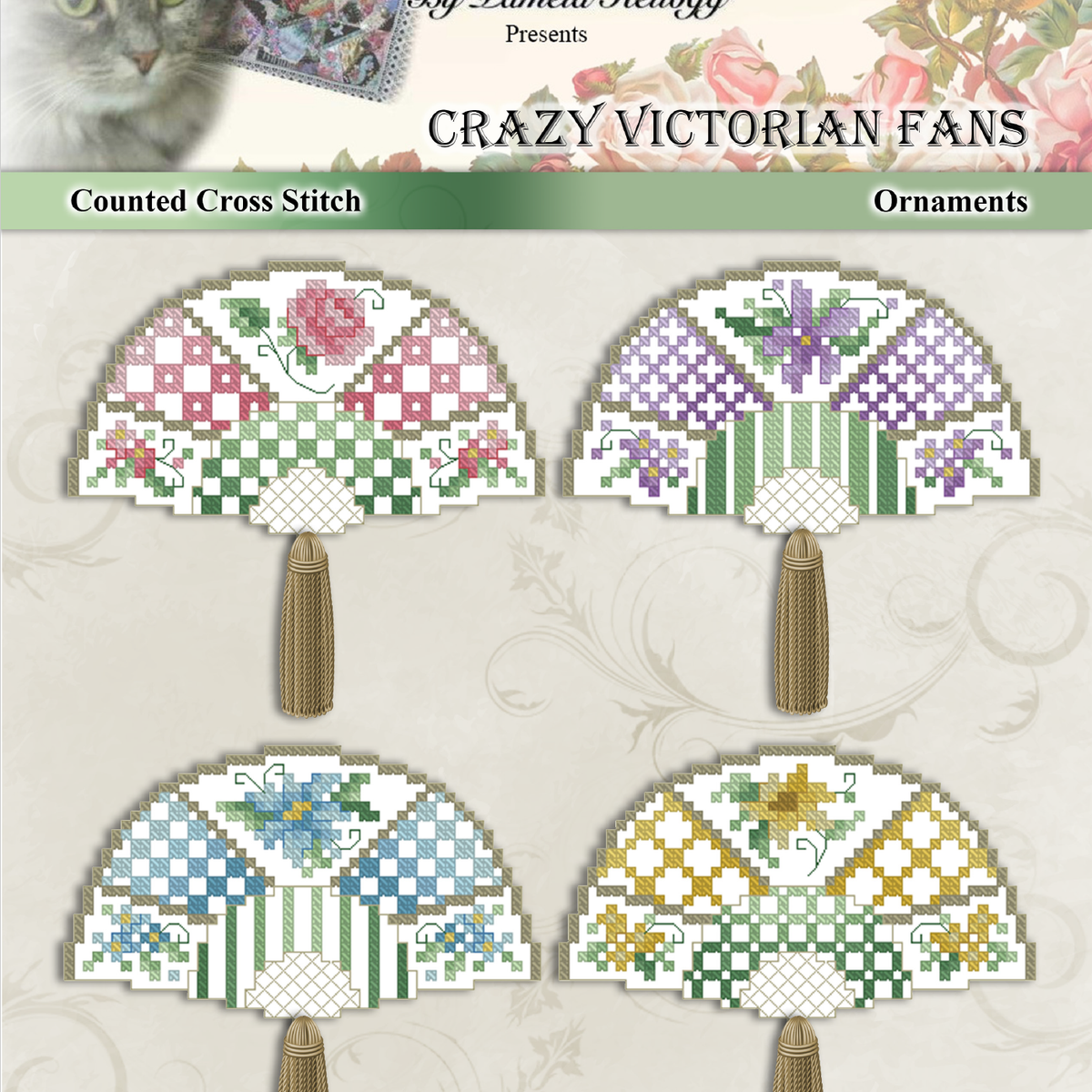 Crazy Victorian Fans Ornaments Cross Stitch Pattern – Craft Hatchery