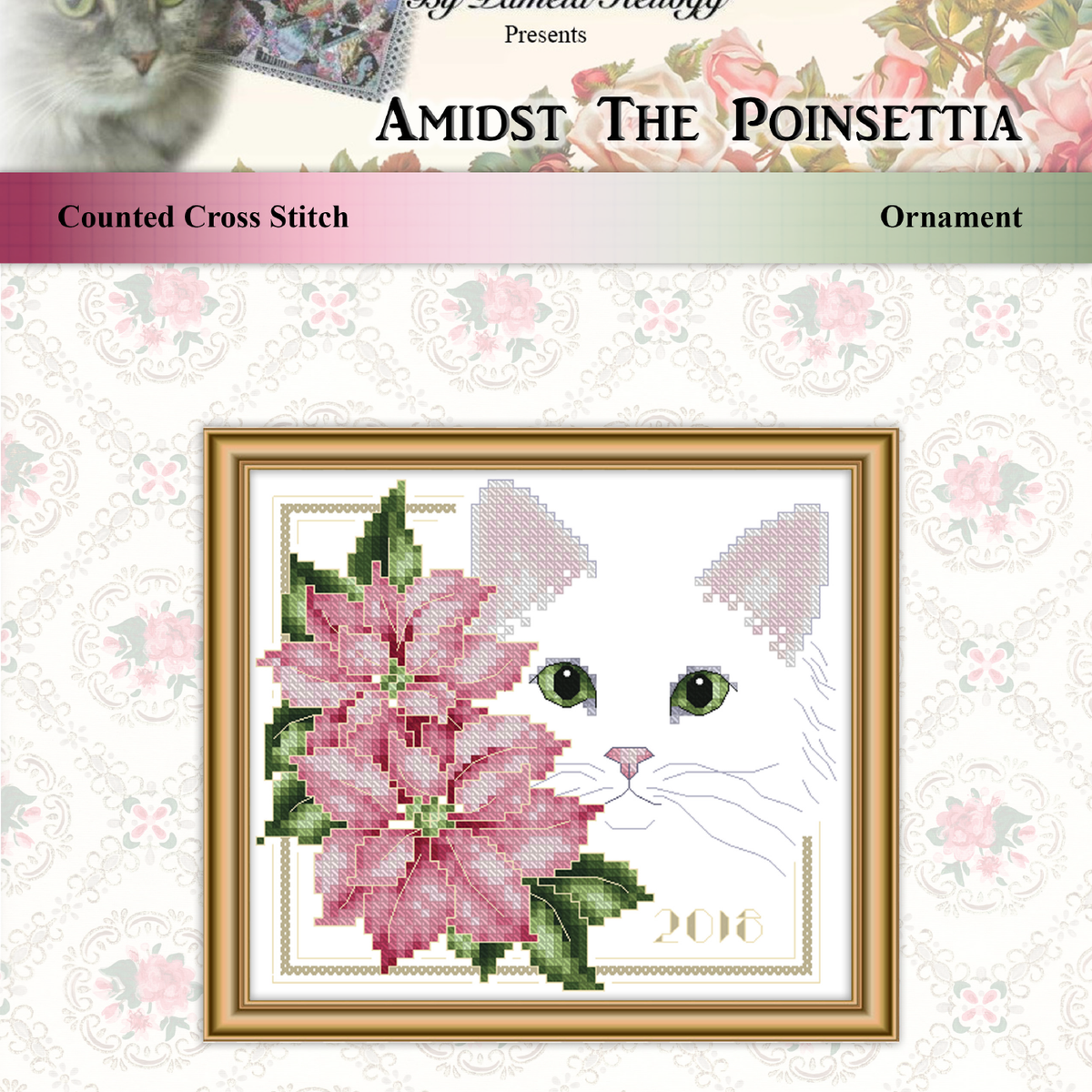 Amidst The Poinsettia Cross Stitch Pattern – Craft Hatchery