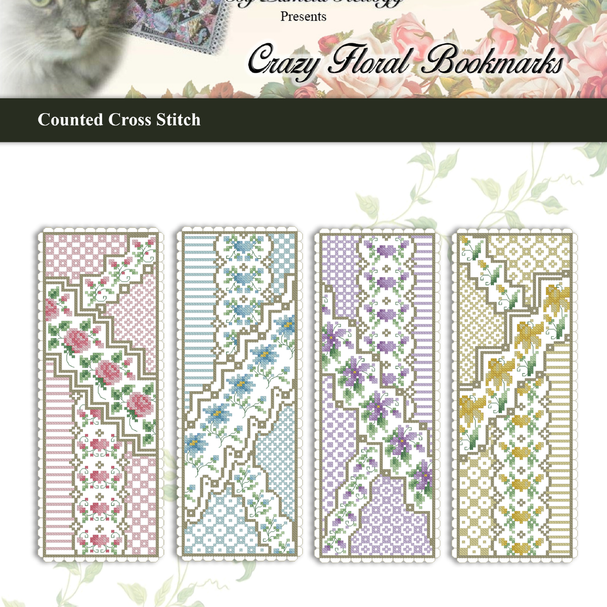 Crazy Floral Bookmarks Cross Stitch Pattern – Craft Hatchery