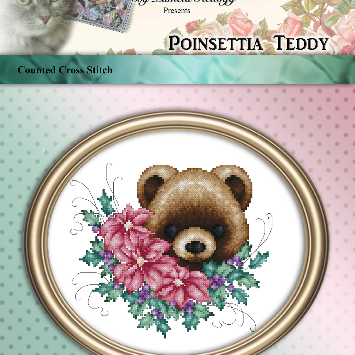 Poinsettia Teddy Cross Stitch Pattern – Craft Hatchery