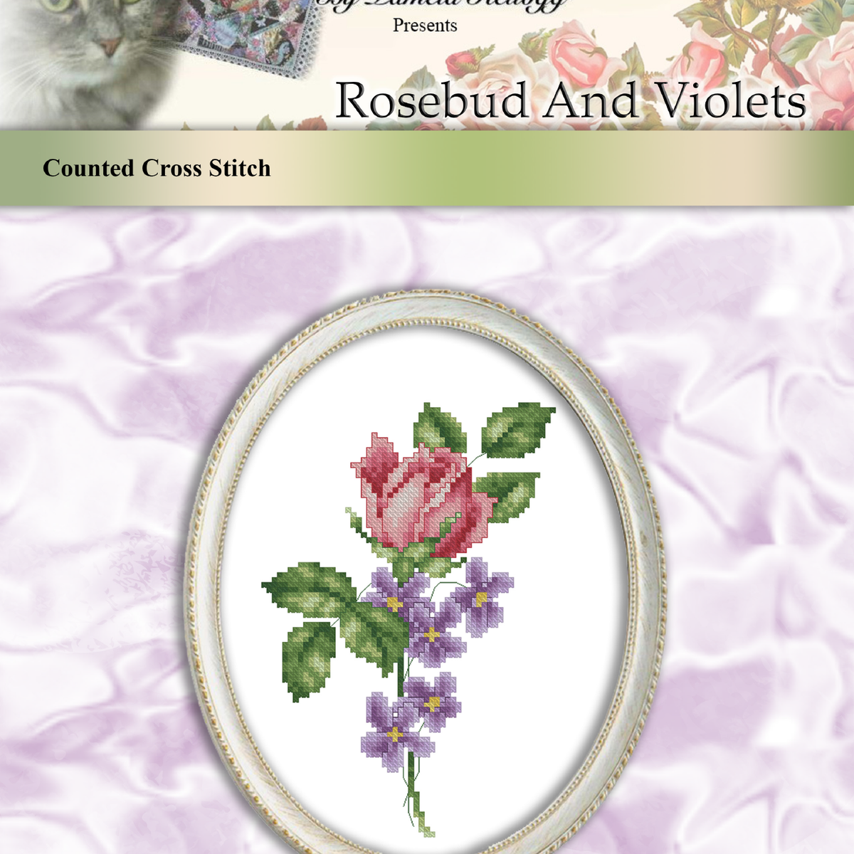 Rosebud And Violets Cross Stitch Pattern – Craft Hatchery