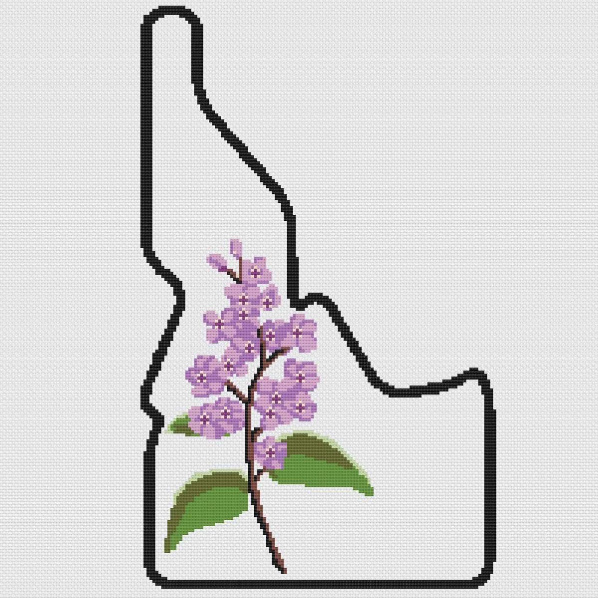Idaho & Syringa Outline Map Black Cross Stitch Pattern – Craft Hatchery