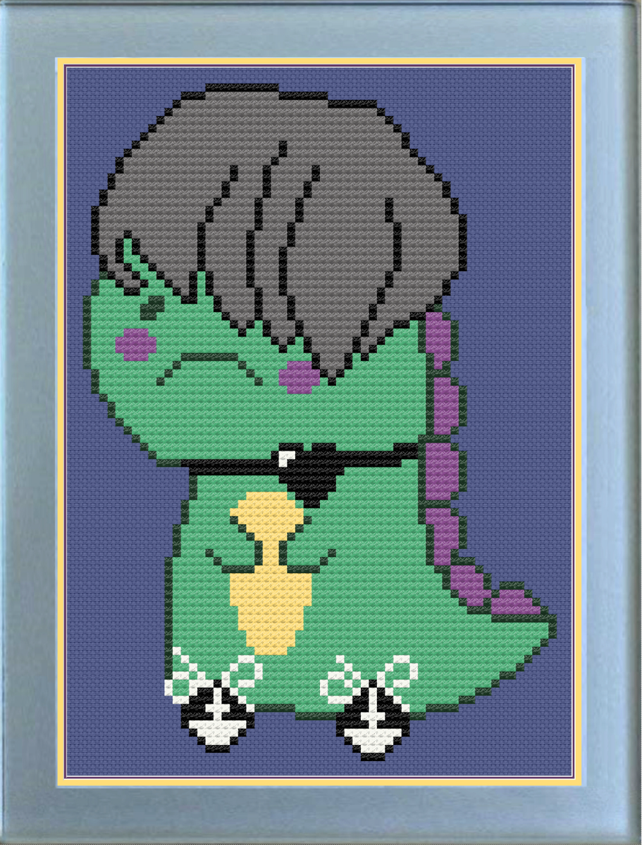 Emo Dinosaur Cross Stitch Pattern – Craft Hatchery