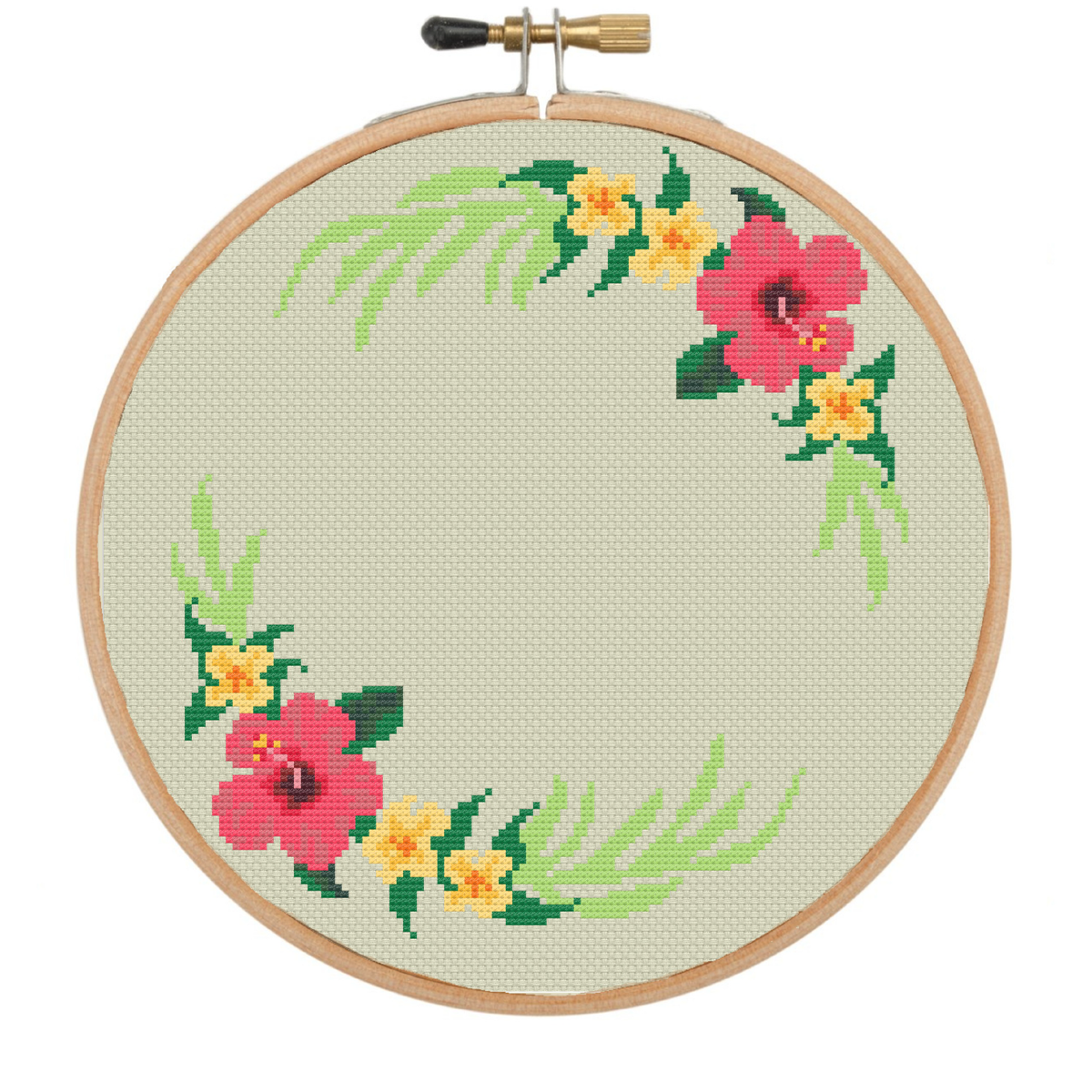 Tropical Lei Wreath Cross Stitch Pattern – Craft Hatchery