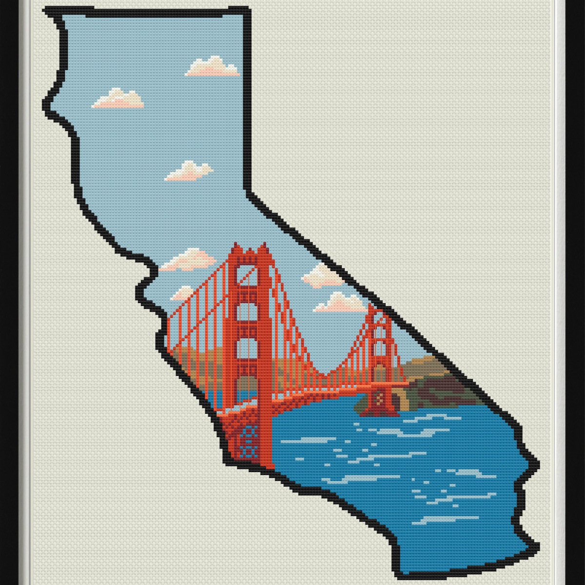 California Golden Gate Bridge Cross Stitch Pattern – Craft Hatchery