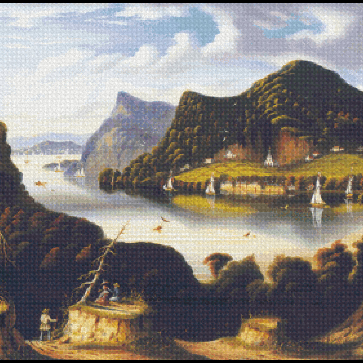 View of Cold Spring and Mount Taurus - Thomas Chambers Cross Stitch Pa ...