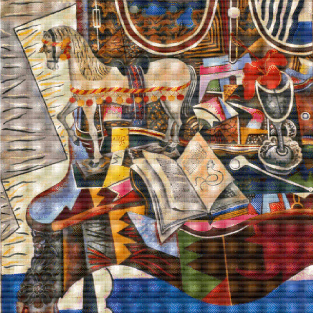 Horse Pipe and Red Flower Miro Cross Stitch Pattern – Craft Hatchery