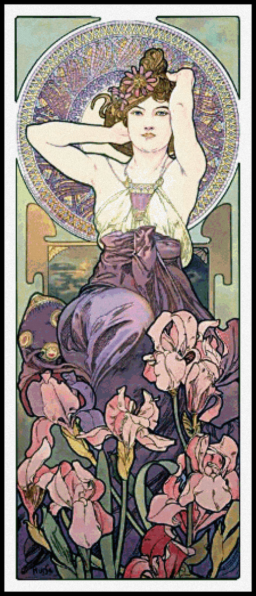 Amethyst Alphonse Mucha Cross Stitch Pattern – Craft Hatchery