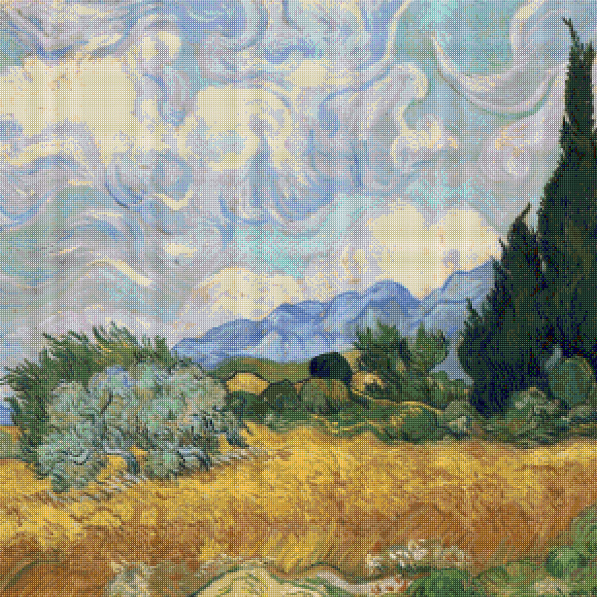 Wheatfield with Cypress - van Gogh Cross Stitch Pattern – Craft Hatchery