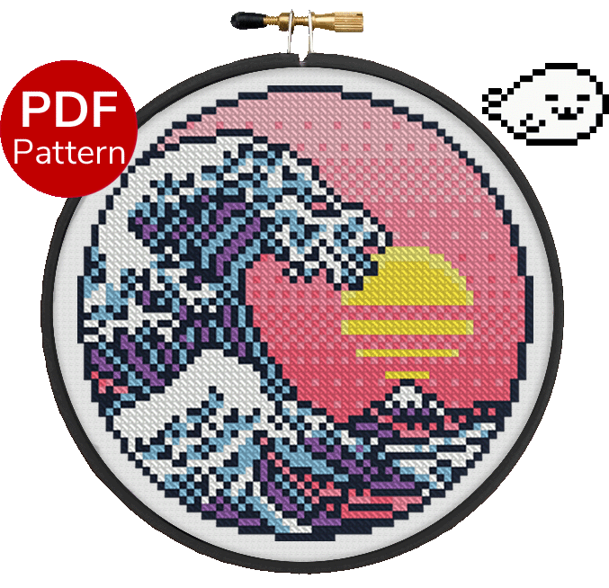 The Great Vaporwave Cross Stitch Pattern – Craft Hatchery
